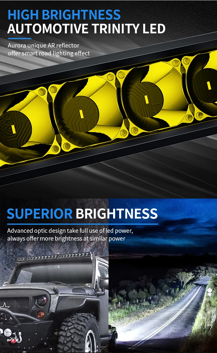 Aurora White And Yellow Color Led Light Bar Led 10" 20" 30" 40" 50 Inch ...