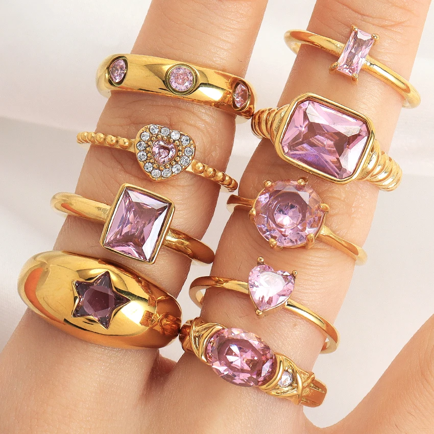 Chic 18K Gold Hammered Rings Set for Men and Women - Waterproof Chunky ...