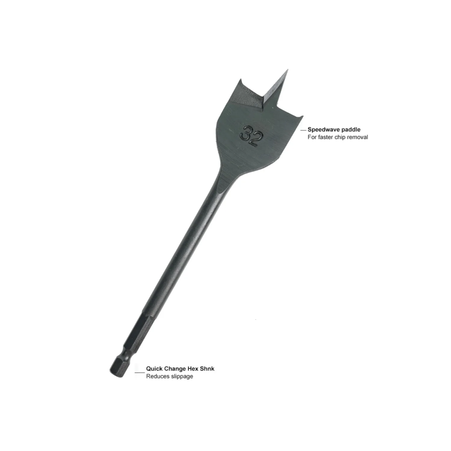 Ezarc 6mm High Carbon Steel Coated Black Hex Shank Wooden Flat Spade ...