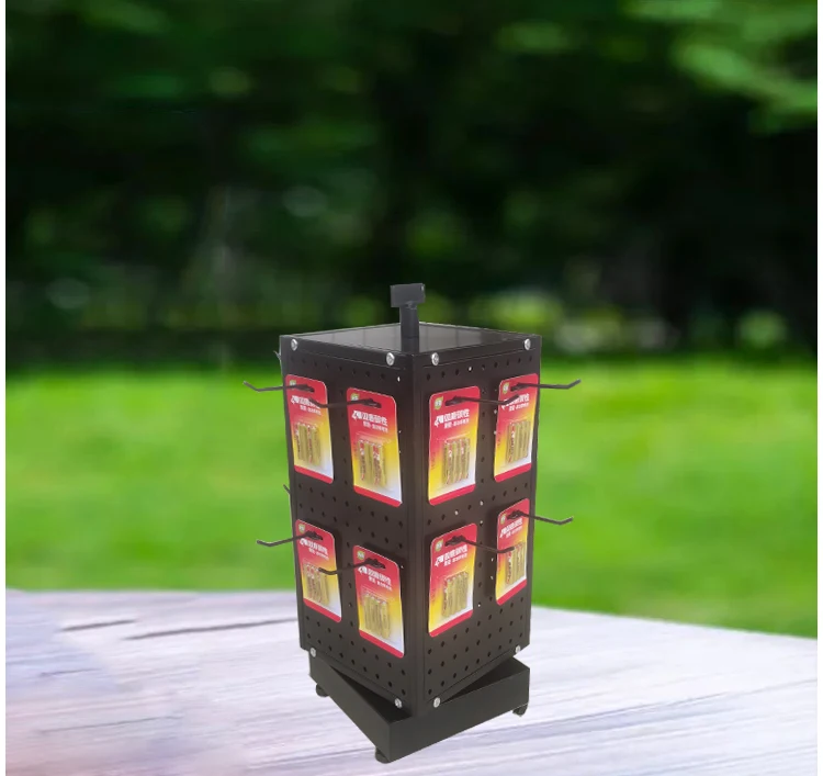 Metal 4 sides small rotating custom point of sales retail store table ...