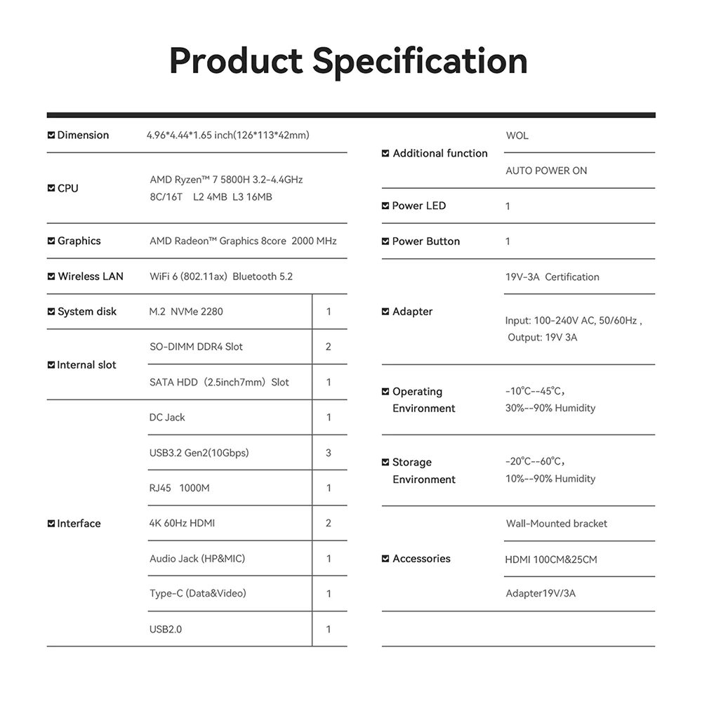 TOP10 Beelink SER5 PRO AMD 5800H 32G 500G Mini PC Wins11 Support SATA ...