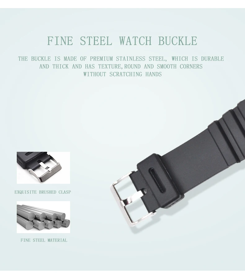 Sport Style Black PU Plastic Watch Bracelet Silicone Watch Strap for 18 ...