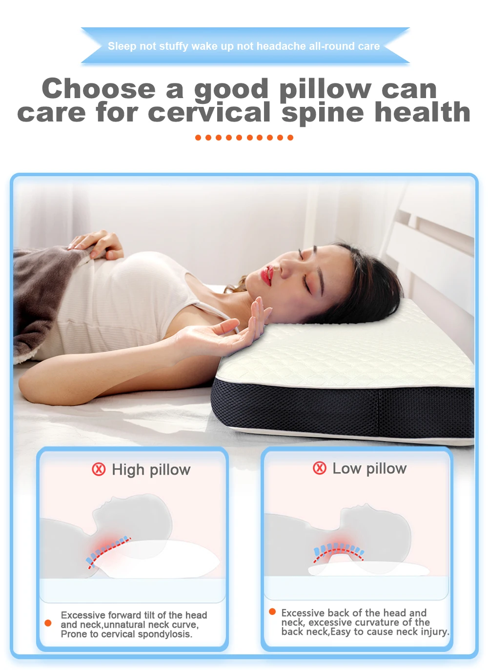 Factory Classic Bread Memory Foam Cooling Gel Bed Sleep Pillow Cervical ...