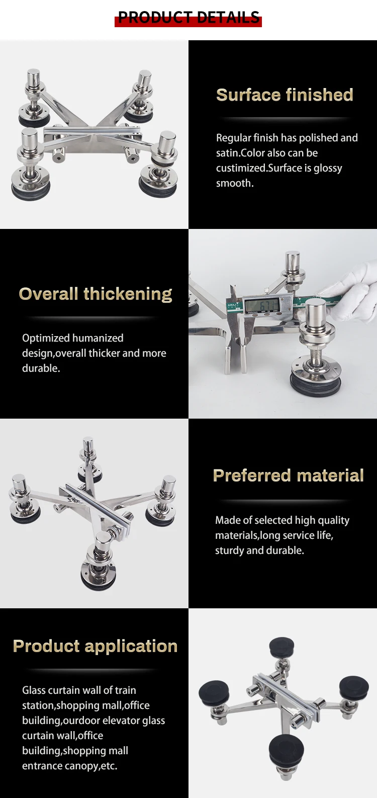 Curtain Wall Spider Connector Fitting Bracket Glass Hardware Spider ...