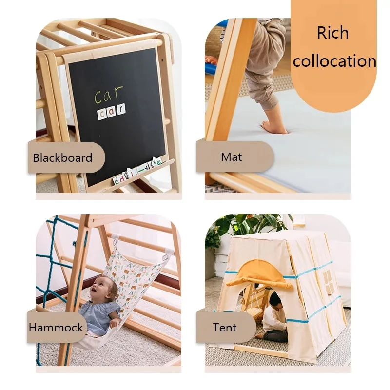 Wooden Rainbow Climbing Frame Indoor Playground For Kids Activity ...