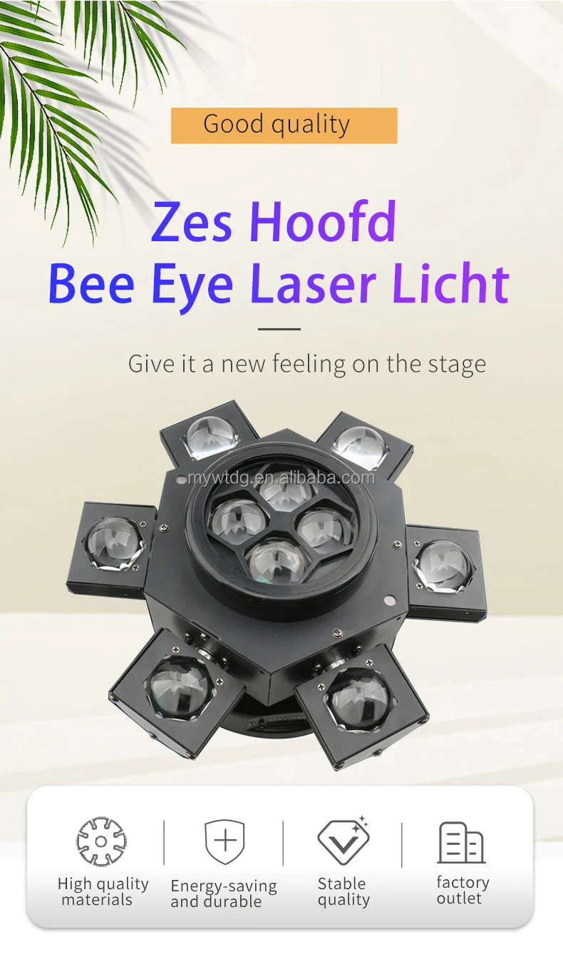 150W Rgbw 4IN1 Zes Hoofd Bee Eye Laser Light Strip Rood Groen Laser ...