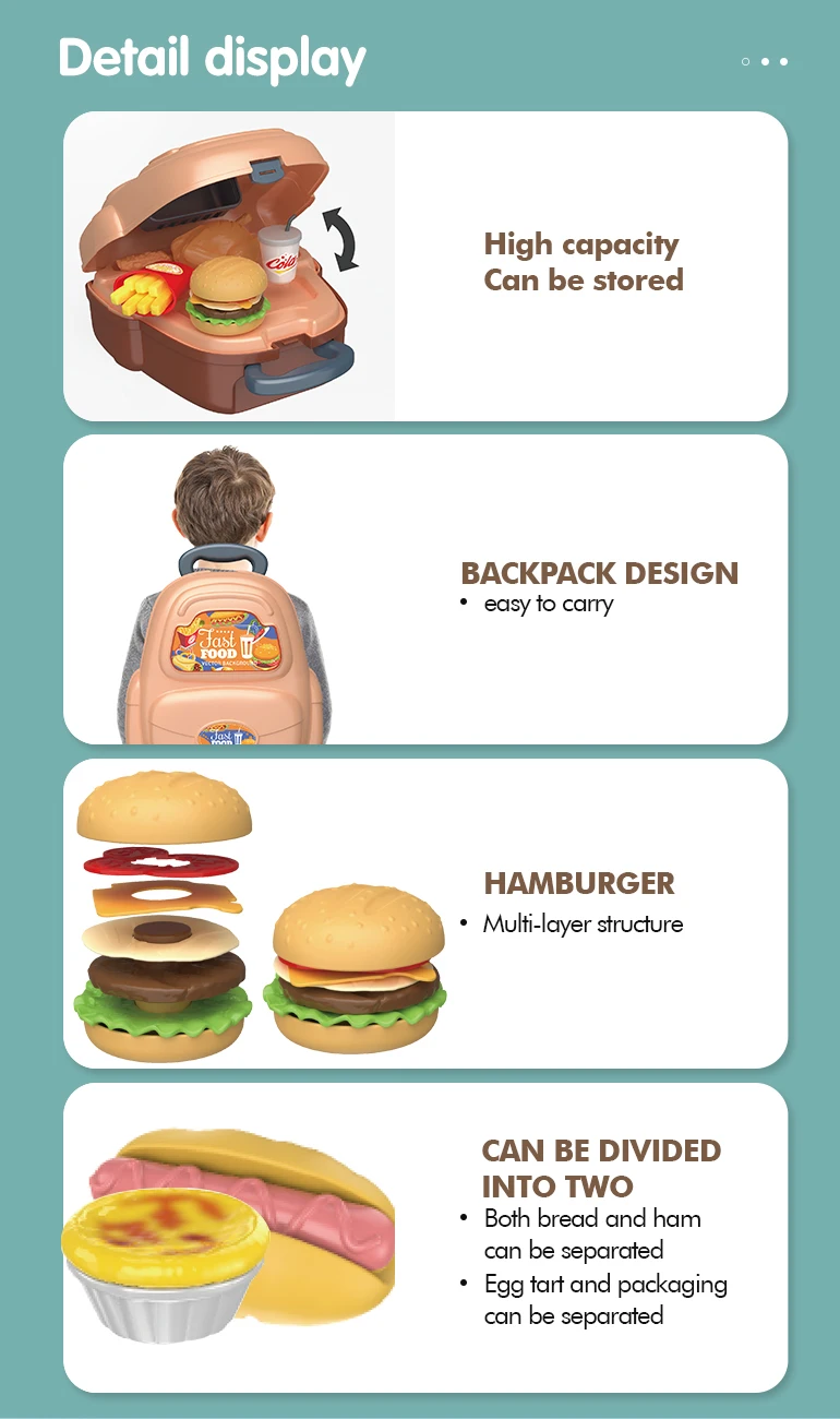 32pcs Kids Pretend Play Miniature Toy Fast Food Kitchen Set