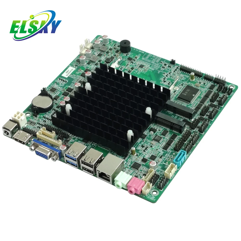 2025 Hot Sale Elsky Mini Itx 170*170mm Dual Lan Thin Client 6 Com Fanless Embedded J1900 Lvds ...