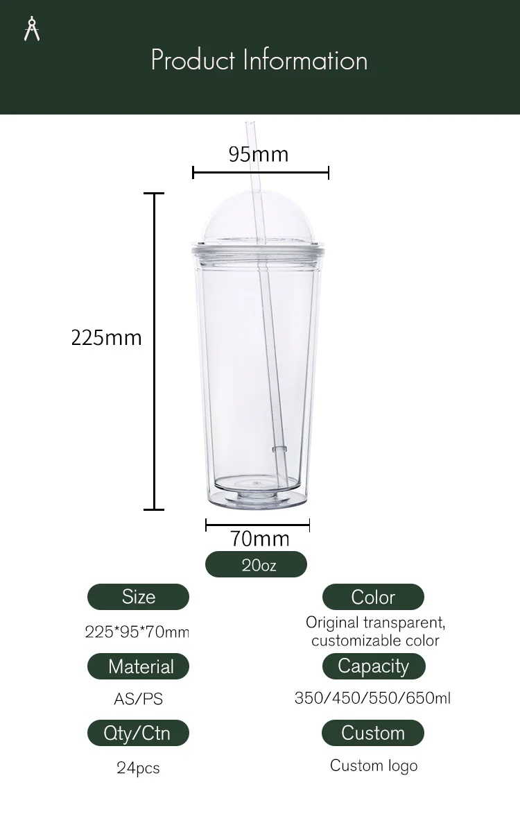 Reusable Transparent Custom Print Plastic Smoothie Ice Coffee Milkshake ...