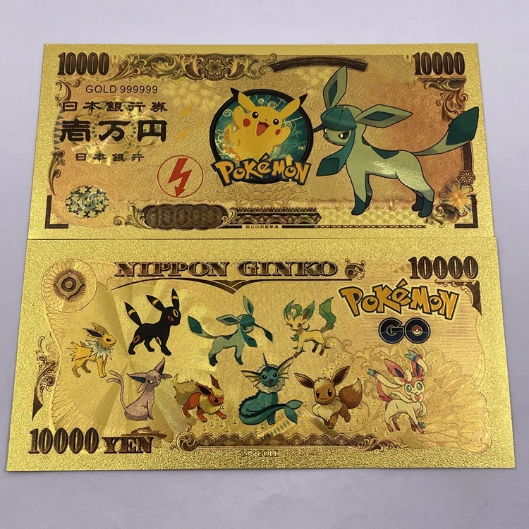 Classic Japan Anime Poke-mon Pikachu 10000 Yen Money Gold Foil Plated ...