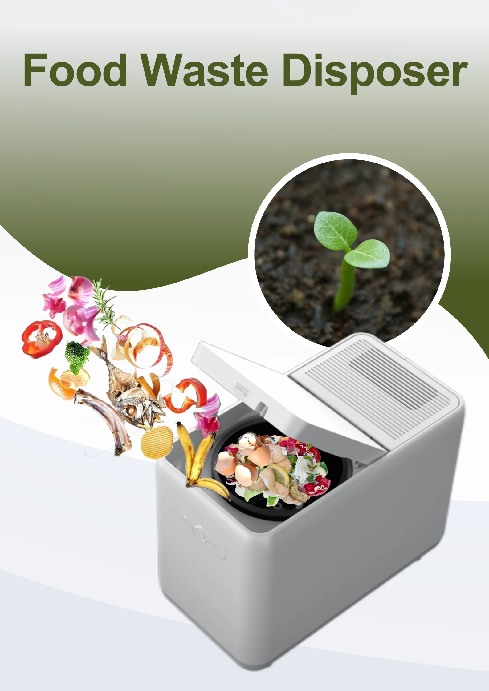 OUSHINE Home Use Food Waste Disposer Garbage Recycling Machine 2.5L for ...