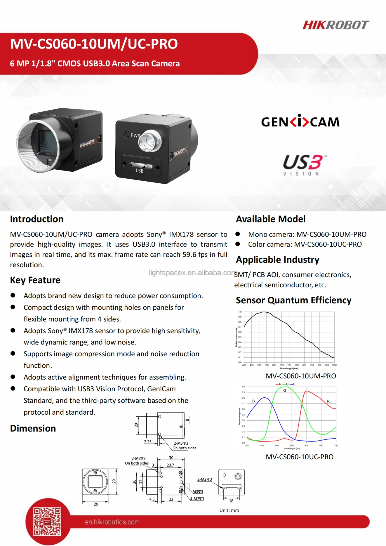 Hikrobot 6mp,59.6fps,Usb 3.0 Camera With An Imx178 Sensor - Buy ...