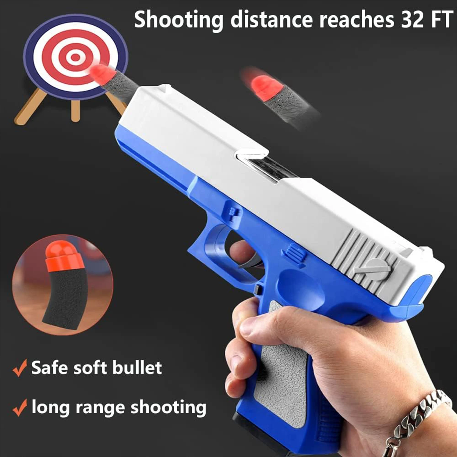 Shooting Game Toy Guns For Adults Kids Soft Bullet Blaster Gun Pistol ...