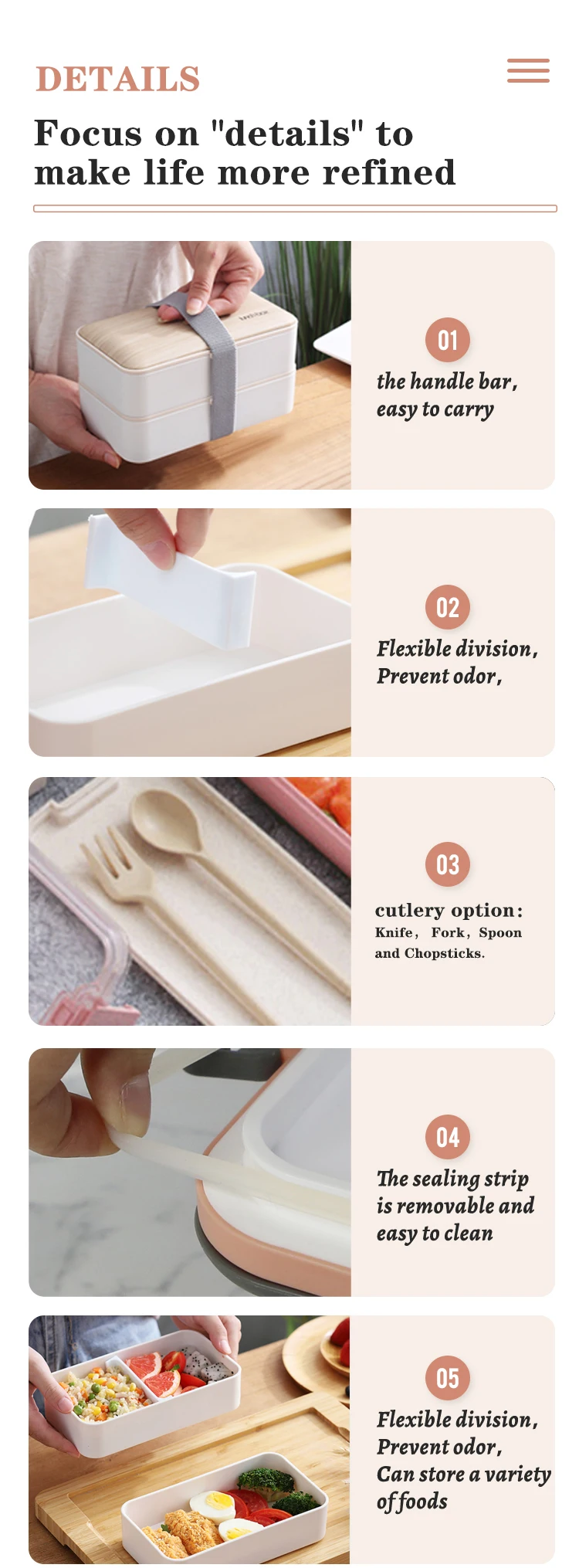 Hot Sale Eco-friendly Multi Layer Portable Rectangular Japanese Style ...