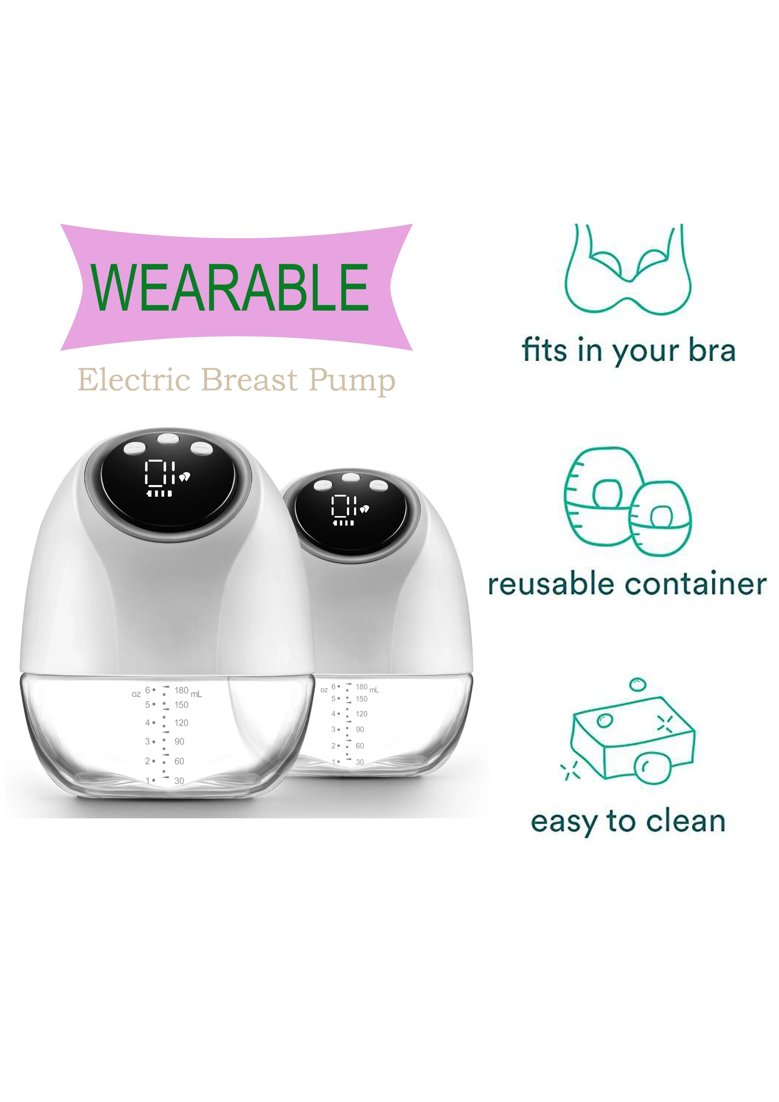 Portable Breast Pump BEAR Breast Pump Hands Free, Wearable Breast Pumps ...