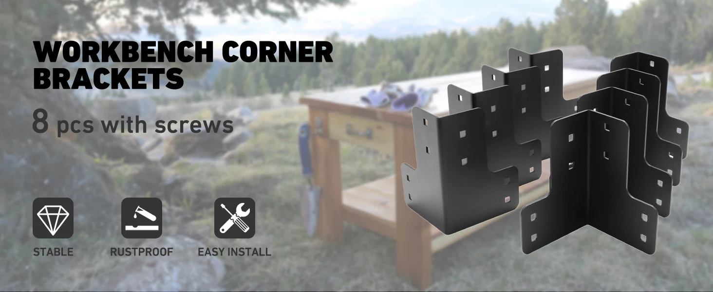 Workbench Corner Edges Brackets, Heavy Duty Sturdy Steel Shop Table ...