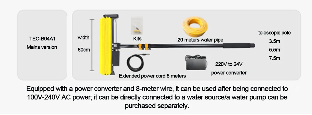 Telescopic Roller Solar Panel Cleaning Brush Strip Used for ...