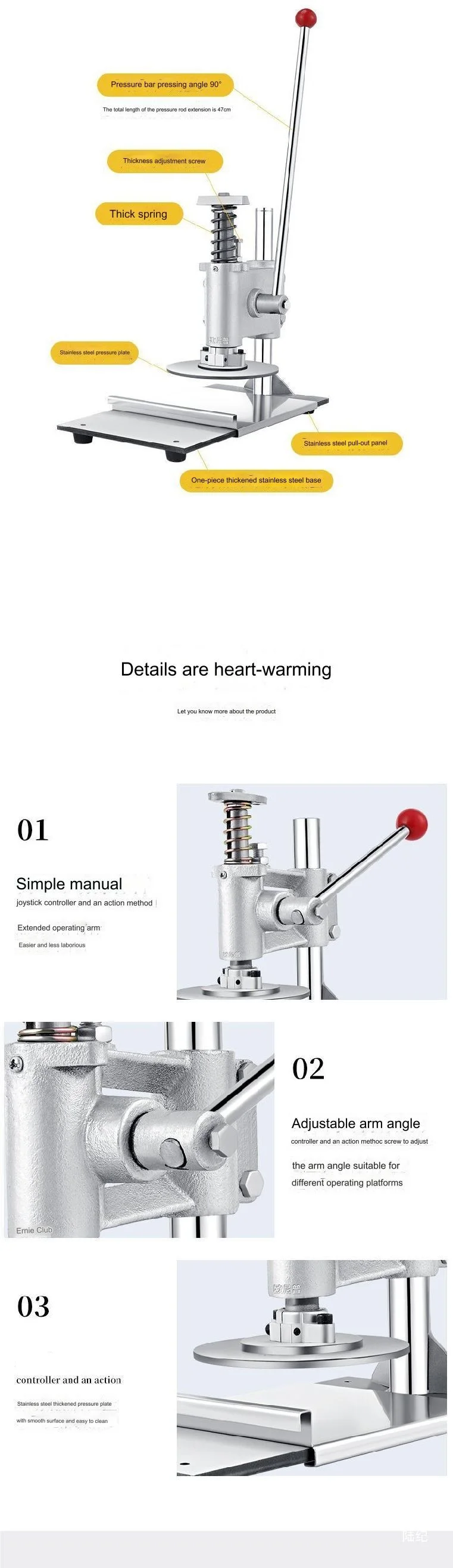 Hand Dough Press Pie Pressing Machine Manual Round Pie Presser - Buy ...