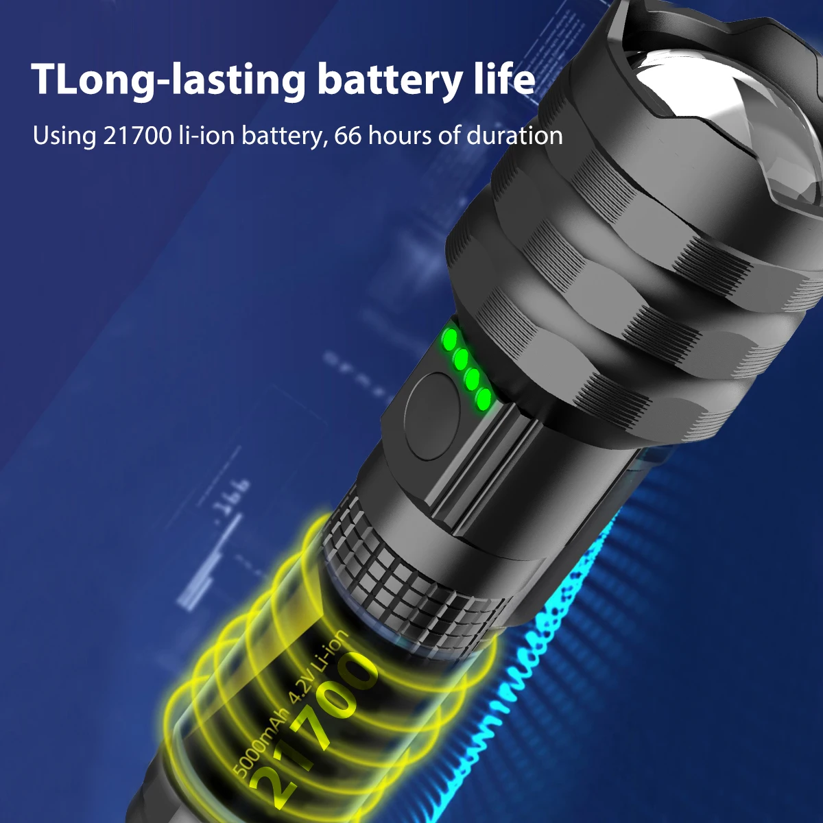 High Power Industrial Tactical 21700 Battery Flashlights