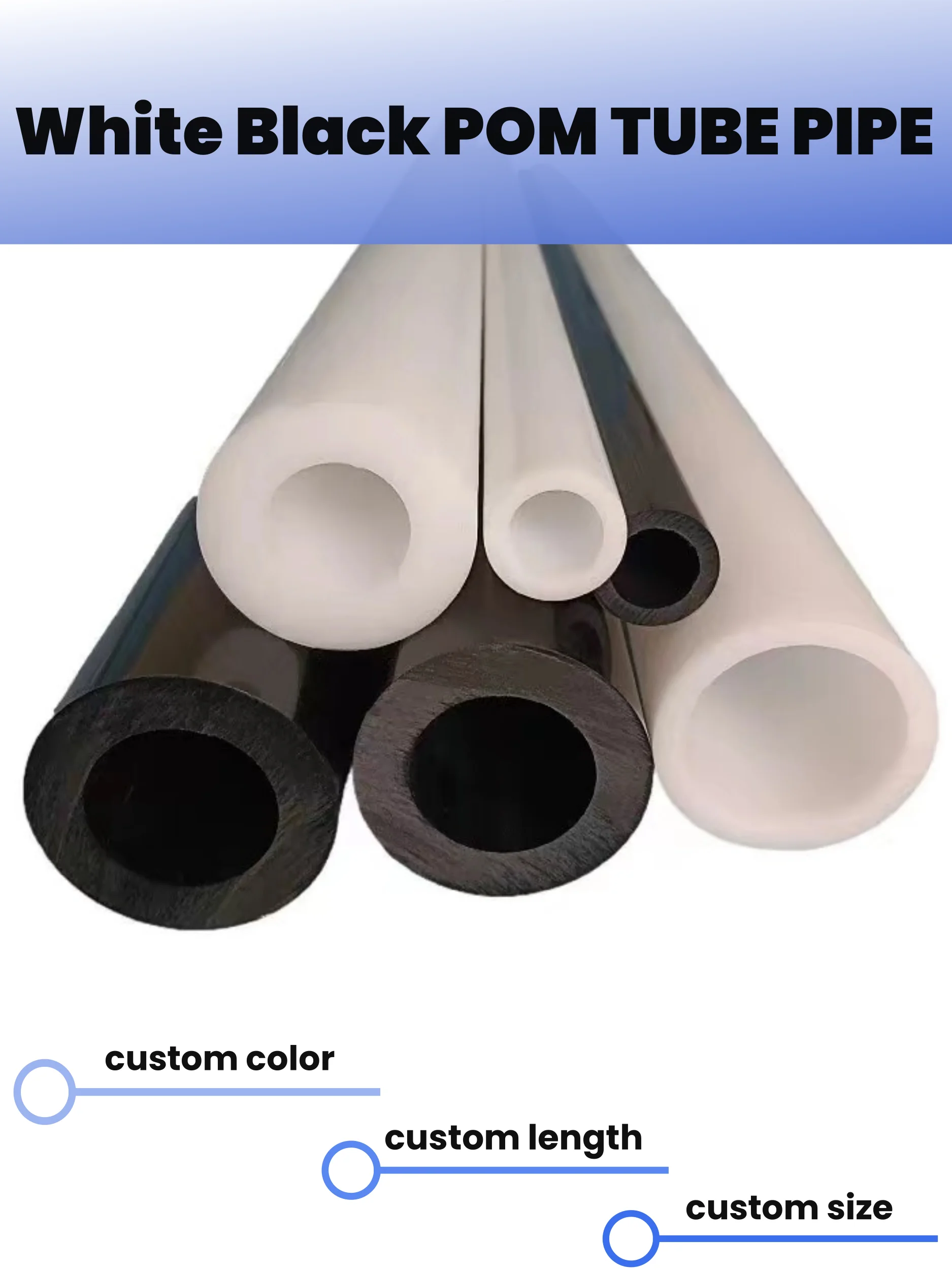 White Black Acetal Polyoxymethylene Pom Pipe Tube - Buy Plastic White ...
