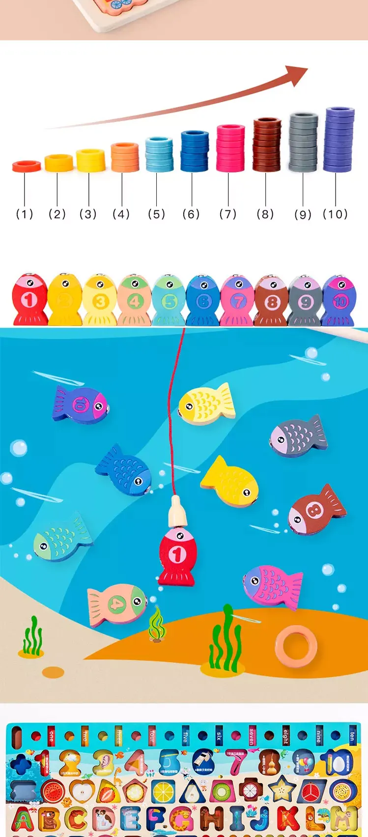 Montessori Educational Wooden Toys for Kids - 7 in 1 Board