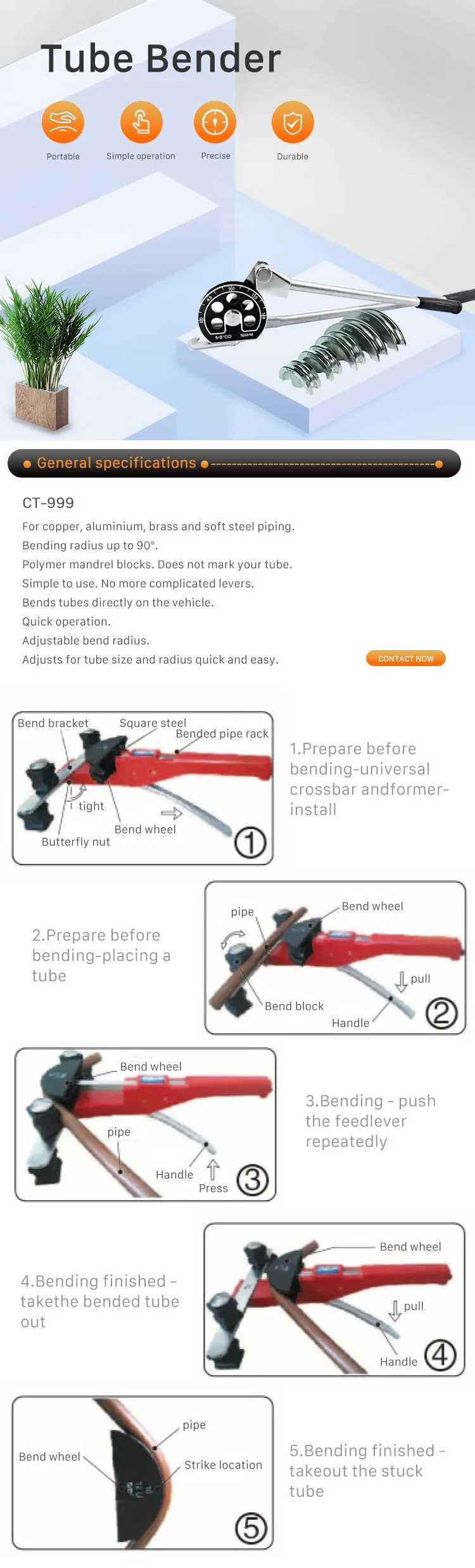 Refrigeration Flaring Tool For Copper Tube 90 Degree Manual Multi Bender Ct-999f - Buy Air ...