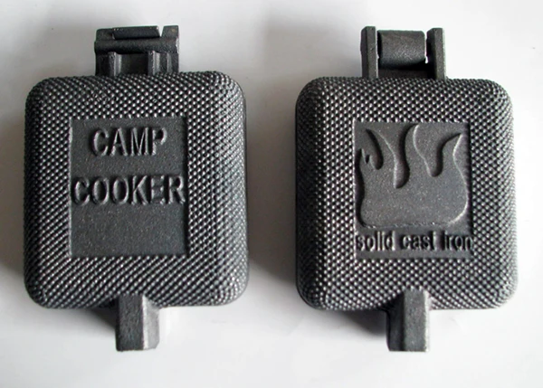 Cast Iron Jaffle Iron Sandwich Waffle Pie Maker with Long Wood Handle ...