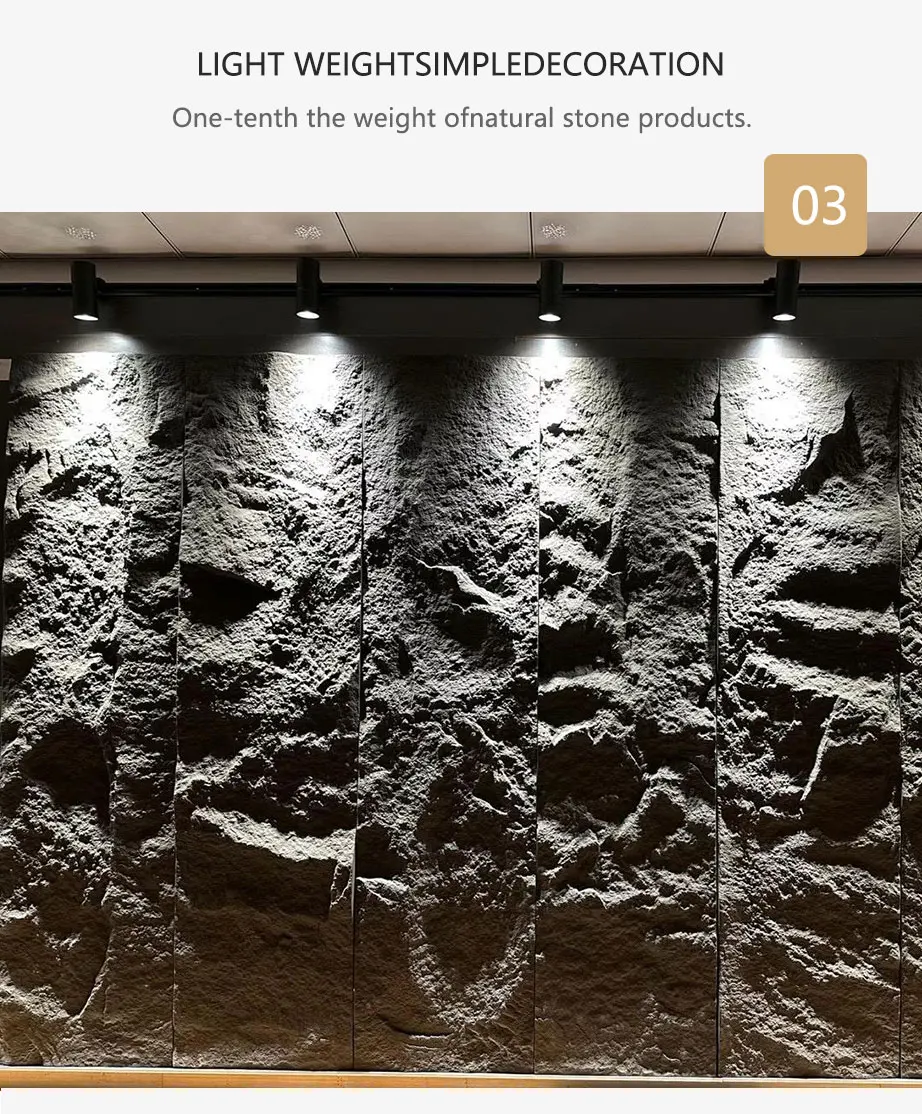 3d PU Stone Fireproof Large Plate Cultural Rock Decorative Polyurethane ...