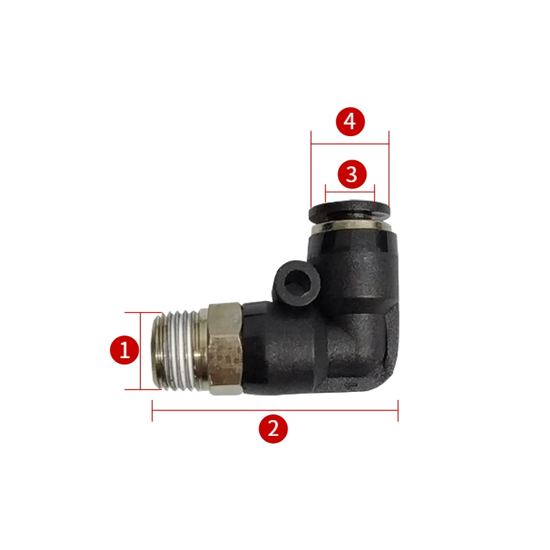 Pneumatic Connector L-Type Black Tracheal Plastic Joint