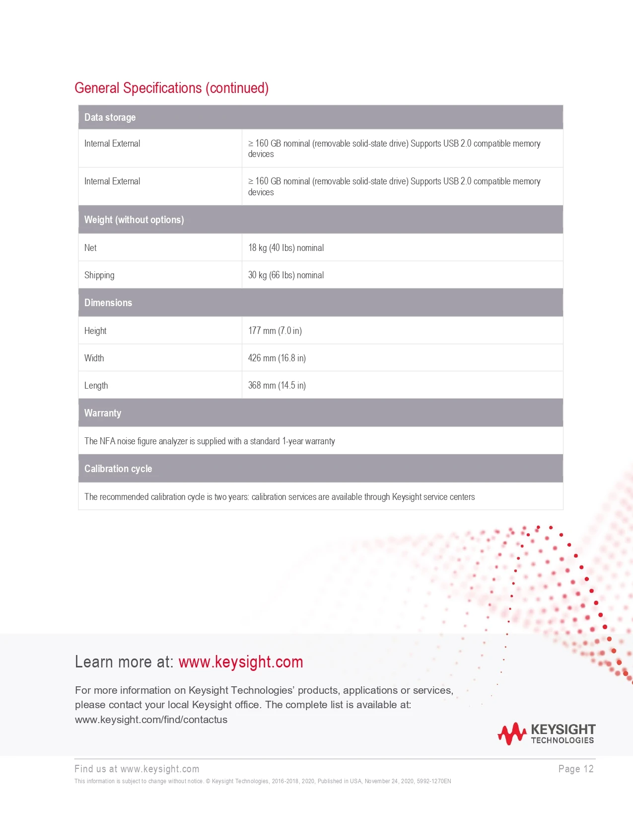 Keysight N8976B Noise Figure Analyzer, Multi-touch, 10 MHz to 40 GHz, 2 ...