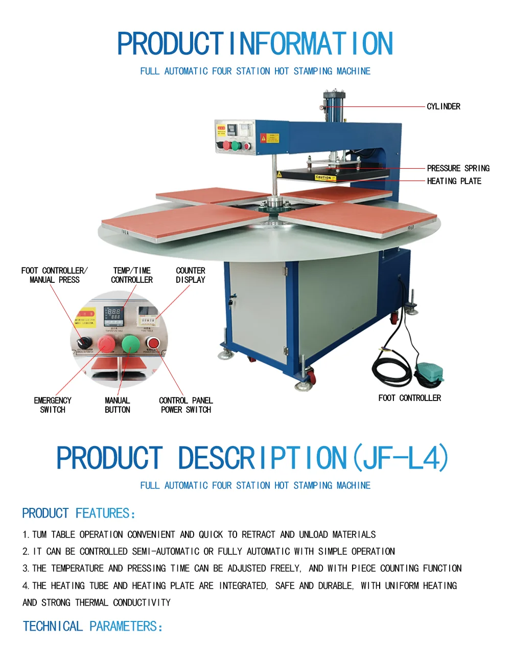 Heat Press Hydraulic 4 Station Automatic Rotating Table Heat Press ...