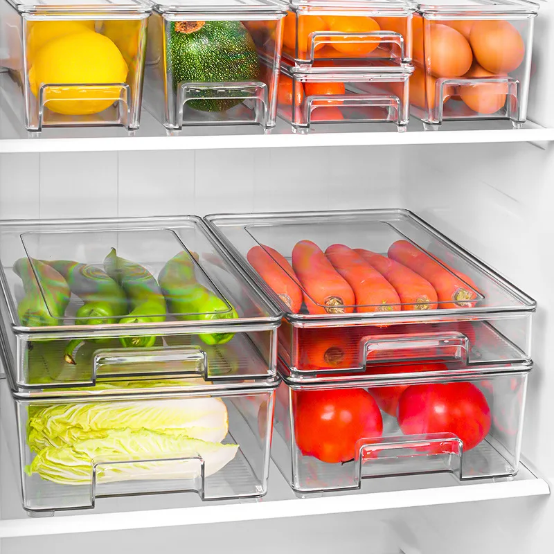 Transparent Plastic Fresh Green Food Storage Boxes With Lids Freezer ...