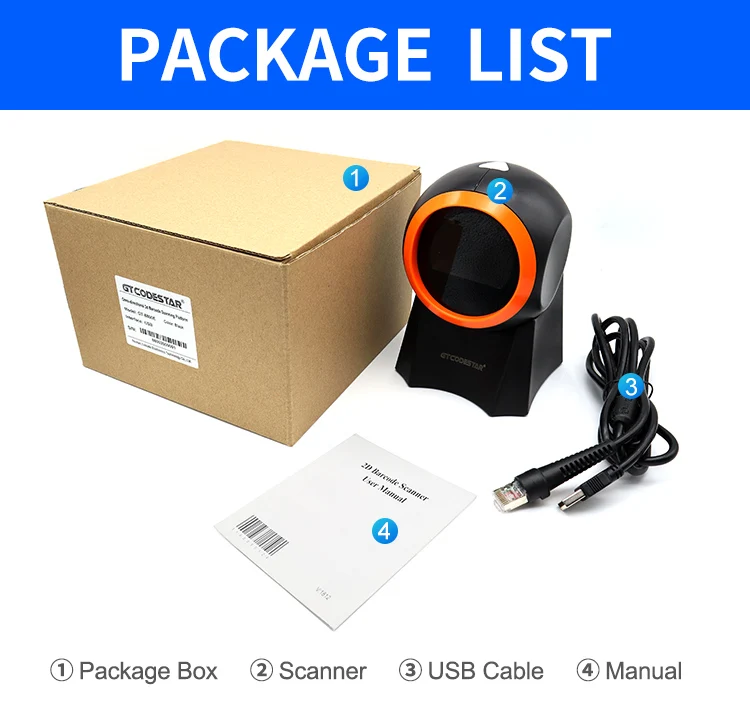 Xincode 2D Omnidirectional USB Barcode Scanner for Cashier