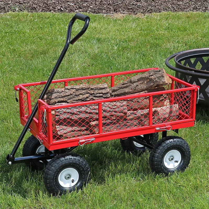 Wagon Garden Cart - Extendable Firewood Rack Trolley