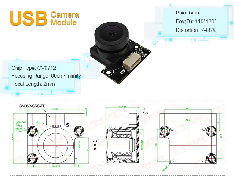 Sincere First OV9712 Sensor - Wide Angle CMOS Camera Module