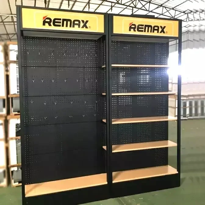 Factory Price Metal And Wooden Cellphone Case Display Shelves Mobile ...