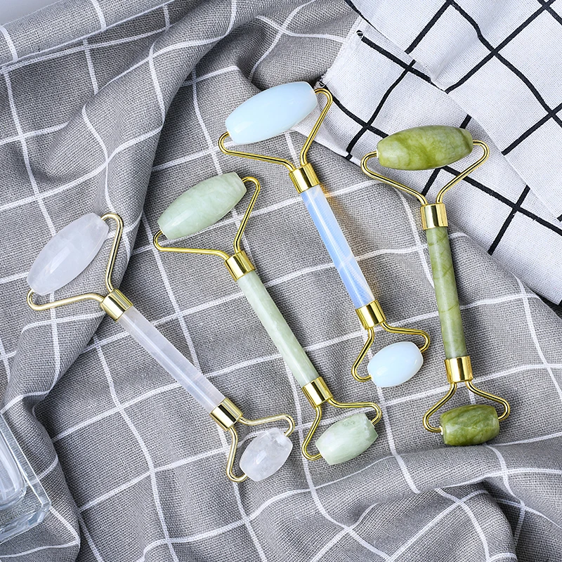Wholesale Rose Quartz Jade Face Roller Custom Logo Anti-aging Quartz Jade Beauty Roller Natural ...
