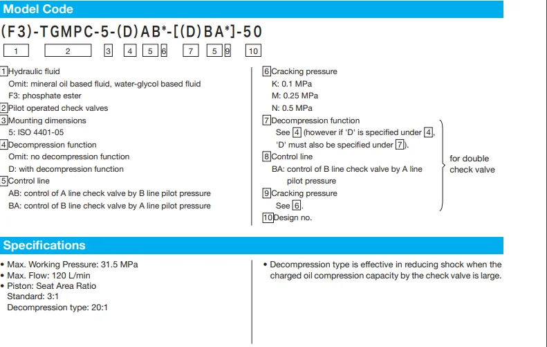 TOKIMEC Pilot Operated Check Valves TGMPC-5-ABK-50 Hydraulic Valve| Alibaba.com