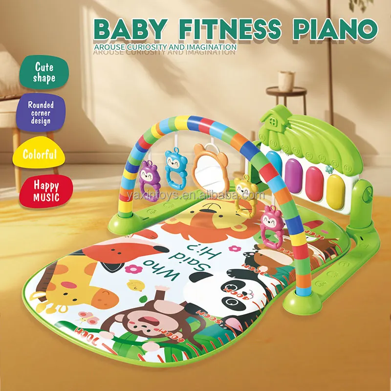 Musical Activity Center Baby Piano Gym Mat Tummy Time Padded Mat Baby ...