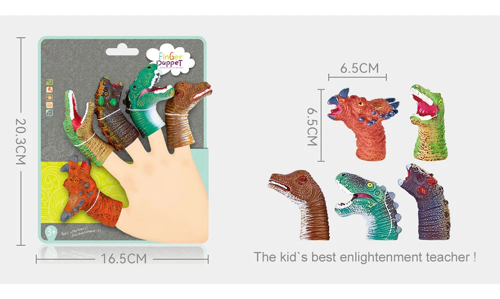 Interaction Pretend Play Dinosaur Theme Toy Soft Plastic Finger Puppet ...