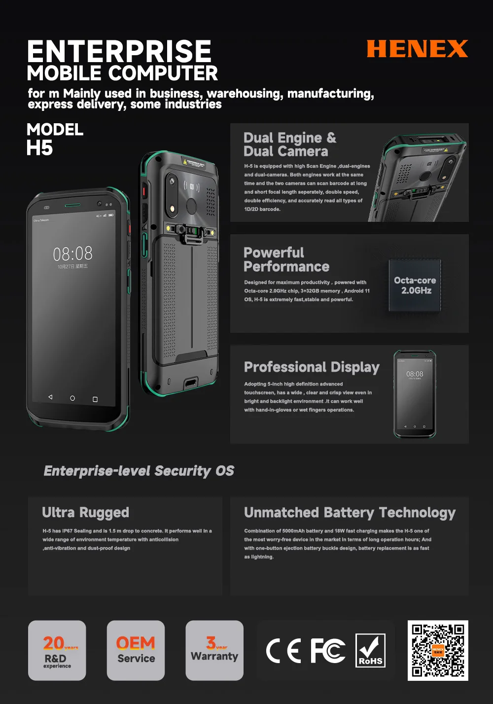 Henex Long Range Gps Rfid Reader Scanner Pda Rug Handheld Barcode Pda ...