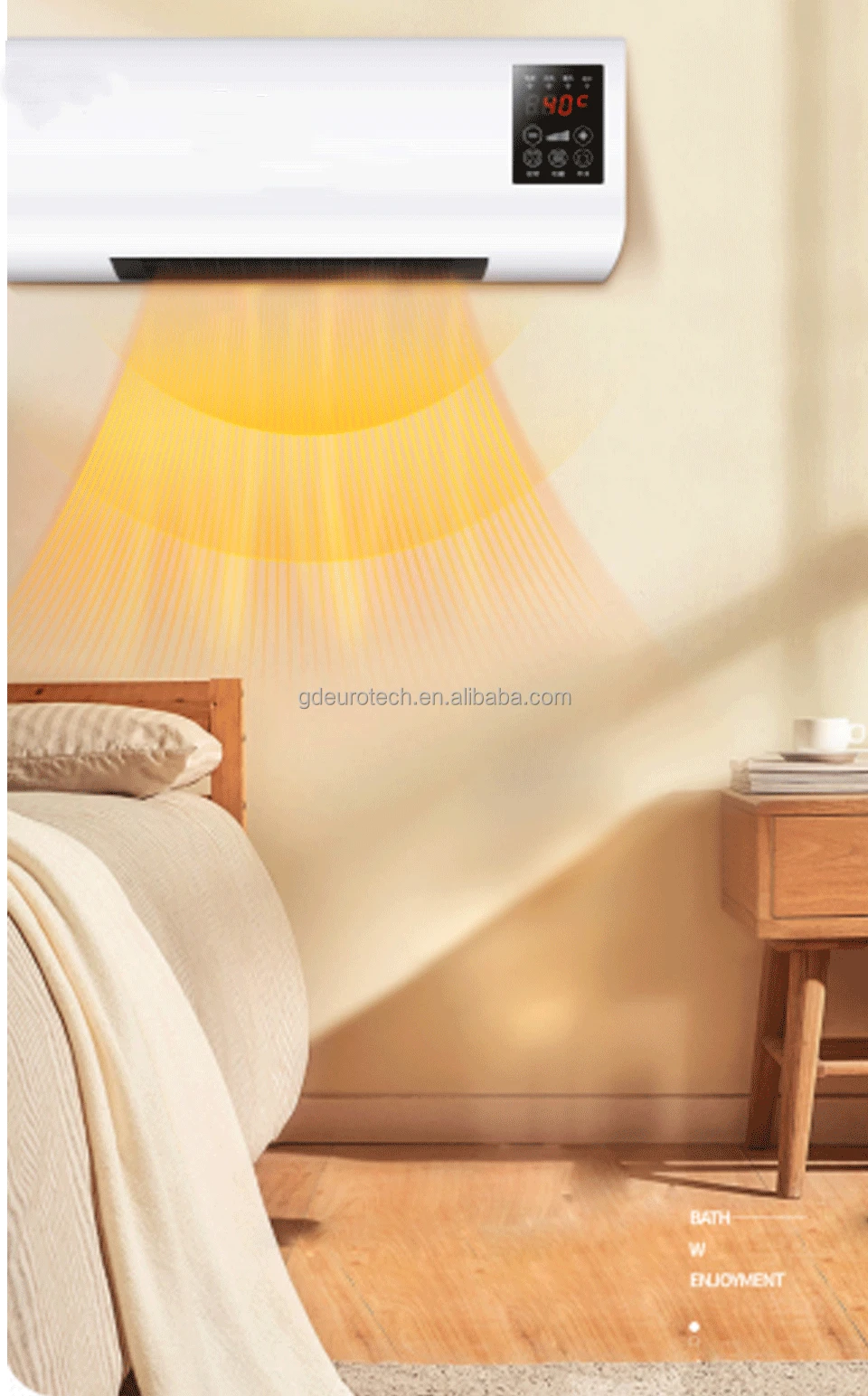 2000W PTC Wall Mounted Electric Heater with Remote Control