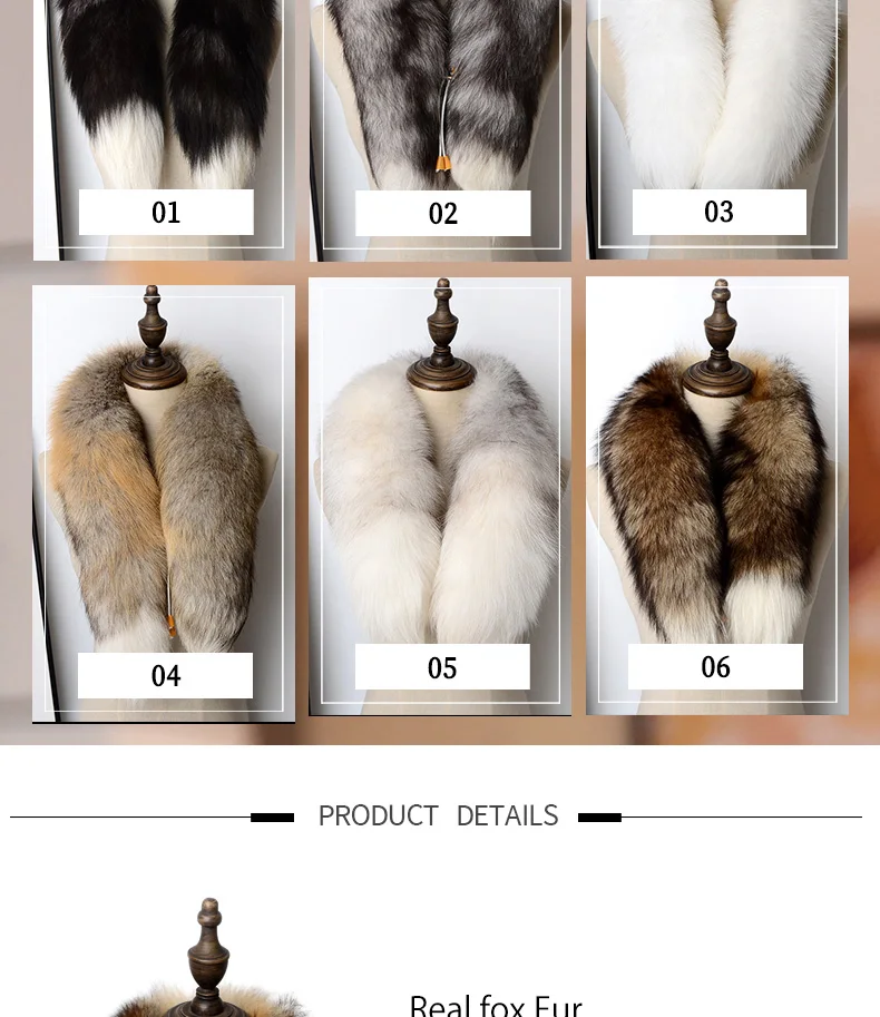 Genuine Fox Tail Collar Scarf Stole Animal Fur Custom Made