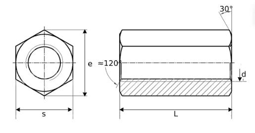 Din 6334 Coupling Nuts M8x24mm Class 10 Steel Zinc Plated Metric - Buy Din 6334 Hexagon Coupling ...