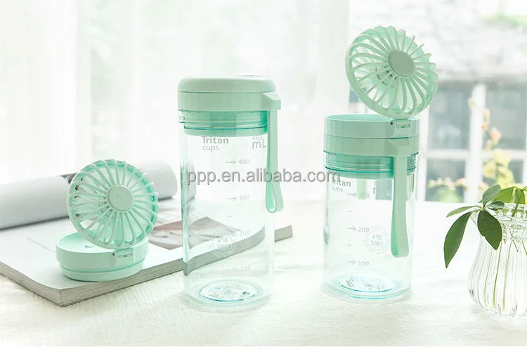 Creative Tritan Fan Water Bottle With Usb Chargeable Fan Cup Flip Lid ...