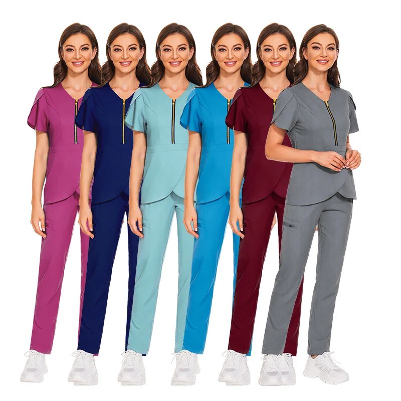 Short Sleeve Mandarin-neck Polyester Rayon Spandex Trs Pink Doctor ...