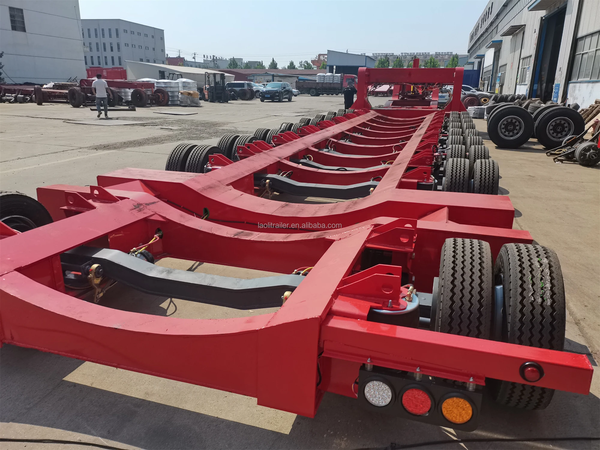 100 Ton Heavy Duty 3-Axle Steel Lowboy Semi-Trailer for Sale Multi-Axle ...