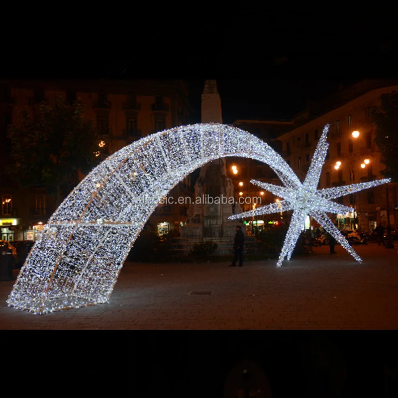 Outdoor lighted shooting star illuminated walk through creative archway ...