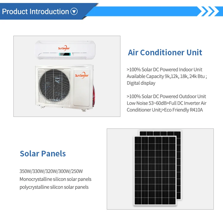 1.5HP 12000 BTU AC Solar Powered Air Conditioner AC DC Off Grid Solar ...