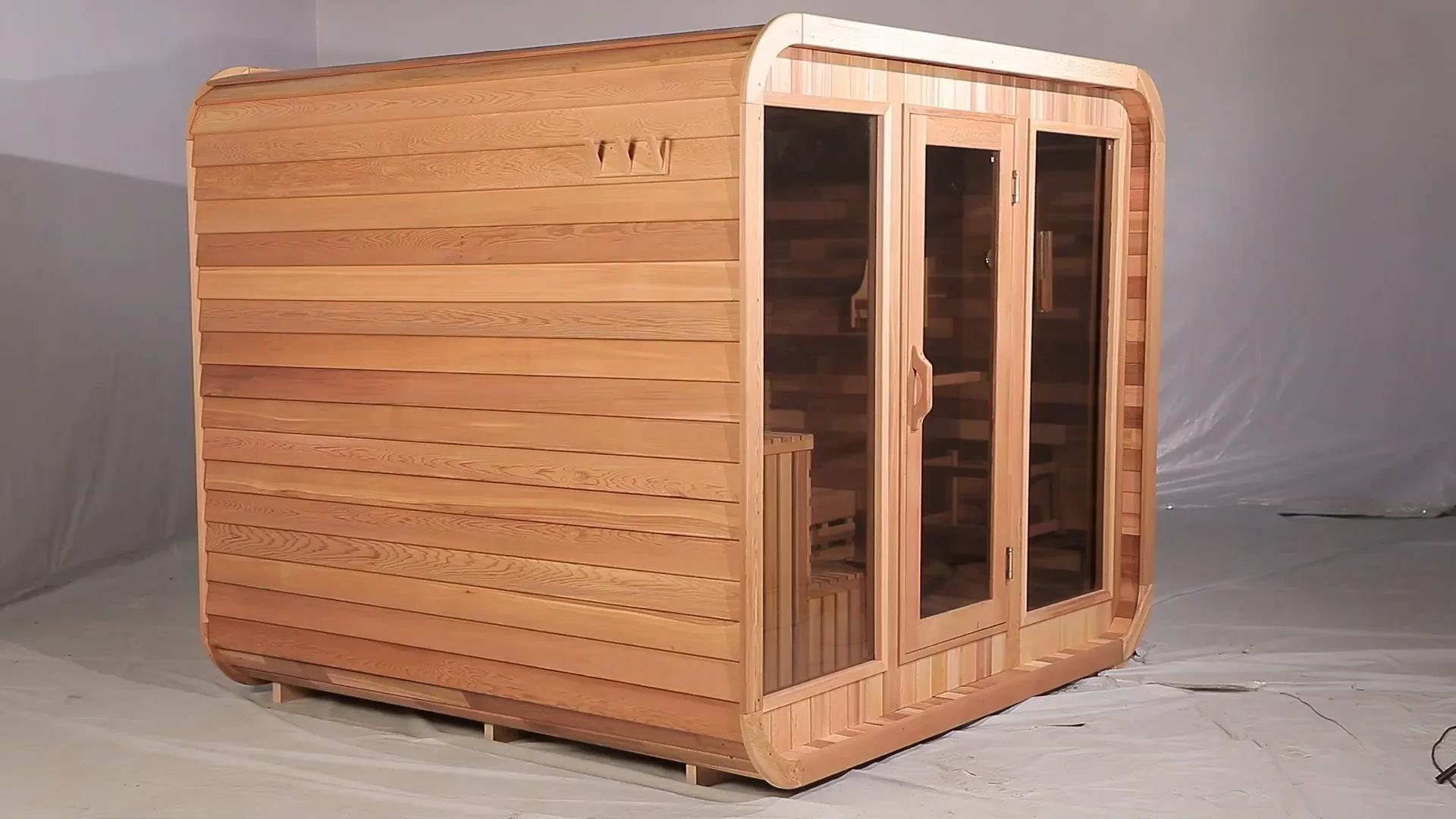 Large Solid Wood Cube Traditional Sauna Room 6 Person Outdoor Steam ...